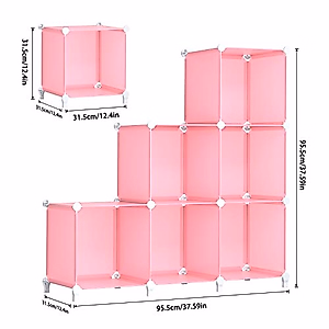 HOMIDEC 6-Cube Storage Shelf, Storage Bookcase Bookshelf with Metal Hammer, Storage Cubes Organizer Cabinet for Kids, Closet, Bedroom, Bathroom, (11.8x11.8x11.8 inch), Light Pink