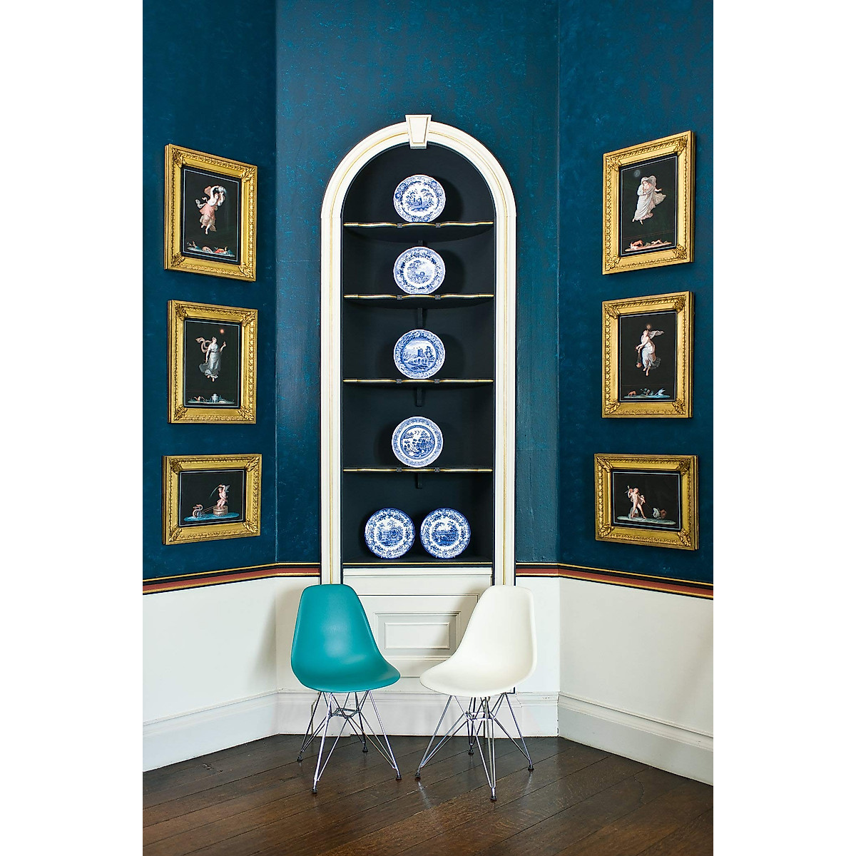 Spode Blue Room Collection Plates | Set of 6 | Dinner, Salad, Pasta, and Appetizer Plate | 10.5-Inch | Fine Earthenware | Microwave and Dishwasher Safe | Made in England (Georgian)