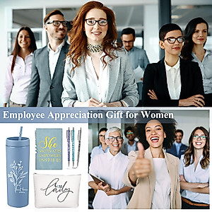 Funnymoom 6 Pcs Boss Appreciation Gift Set for Lady Women Best Boss Ever Gift 16 oz Plastic Tumbler Makeup Bag A6 Notepad and Pens Set for Female Boss Birthday Gifts Xmas Office Present