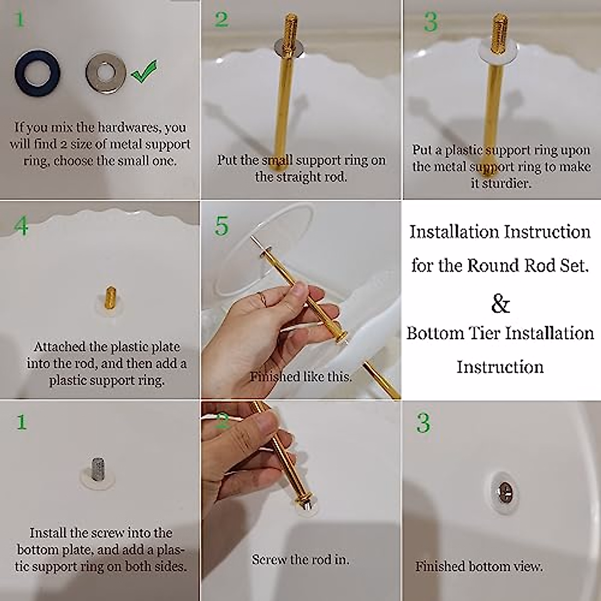 Tosnail 3 Pack 3 Tiers Pink Plastic Cupcake Stand Dessert Stand Tiered Serving Trays with 3 Styles Gold Rod, Party Serving Trays Fruit Pastry Holders for Wedding and Party - Heart and Flower Embossed