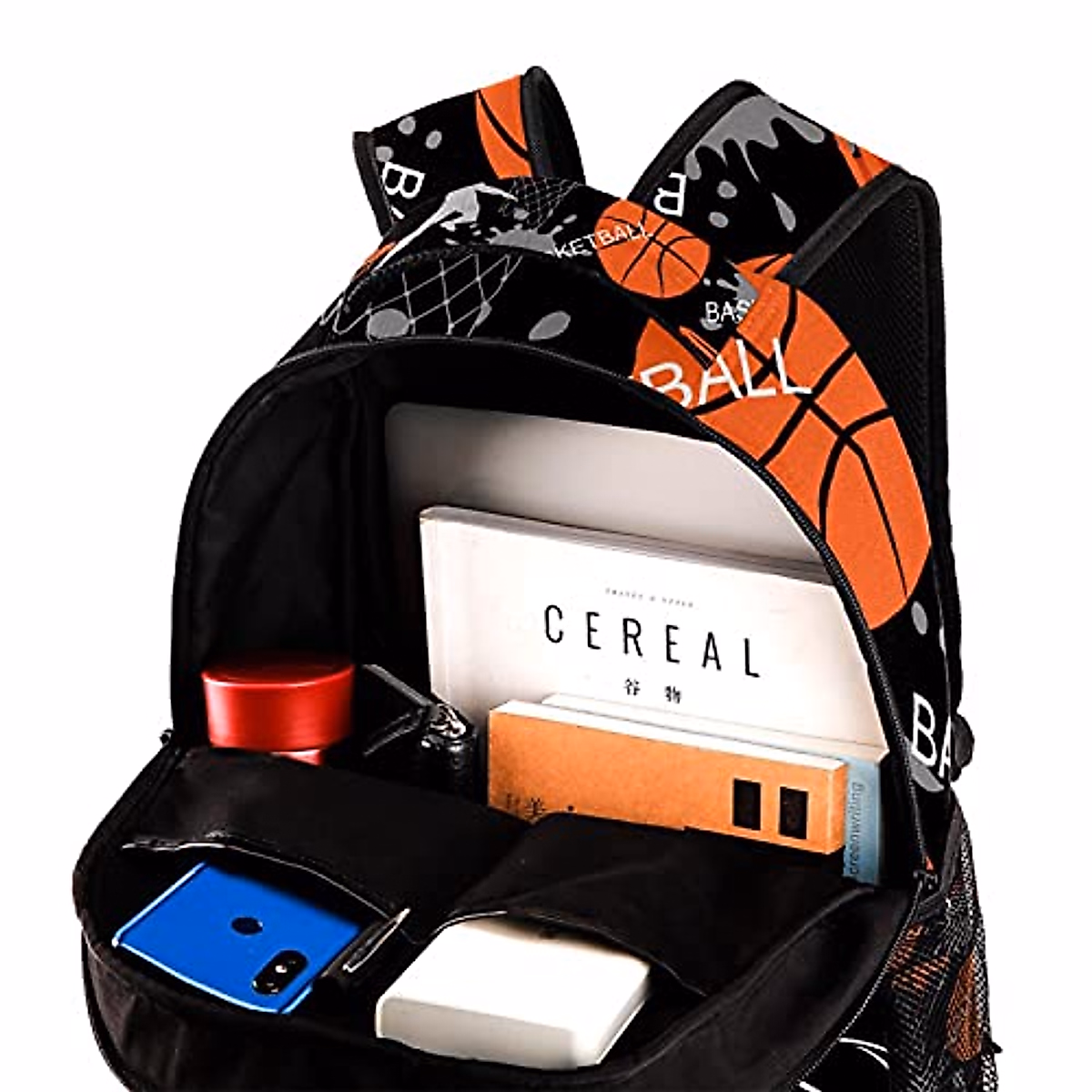 JAVENPROEQT Casual School Backpack Basketball Bookbag Features Roomy Capacity And Adjustable Strap, Multicolor, 11.5 x 8 x 16 inch