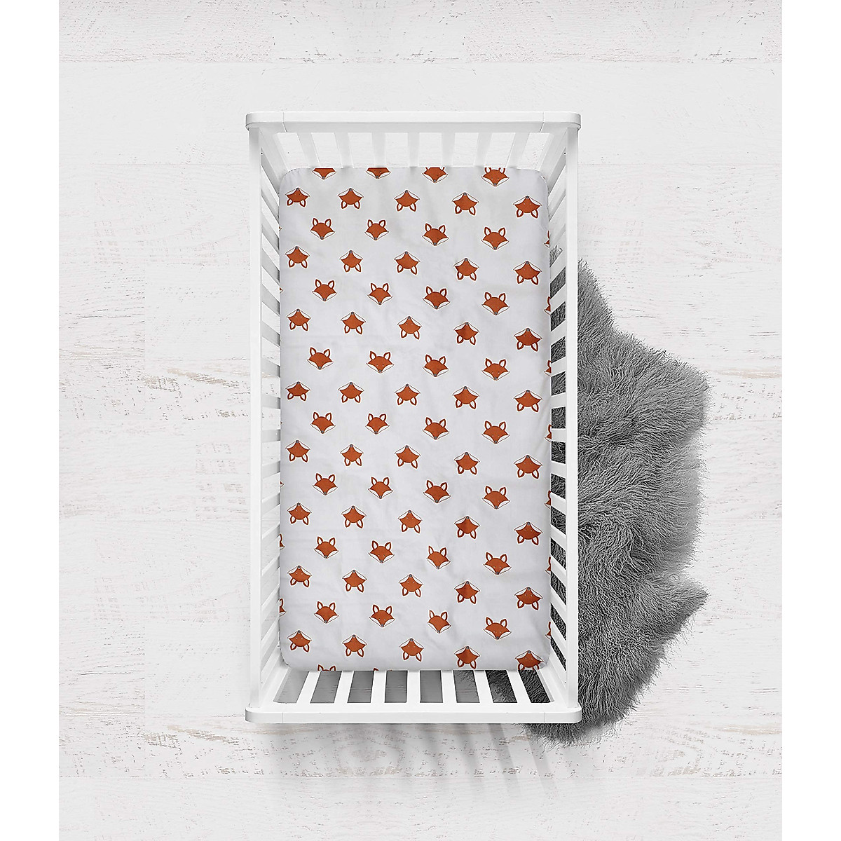 Bacati - Playful Fox Orange/Grey 2 Pack Crib Fitted Sheets (Orange/Grey Fox Print)