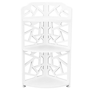 Liyeehao 3 Tier Corner Shelf, PVC Foam Board Small Corner Shelves Large Storage Area Plant Standing Rack, Storage Rack for Small Spaces Bathroom Bedroom Kitchen Garage