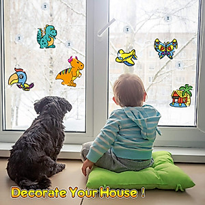 CAPKIT 36Pcs Suncatcher Kits for Kids, Window Art Kids Crafts, 11 Paints for Creative DIY, Arts and Crafts Gift for Kids Children 4-8