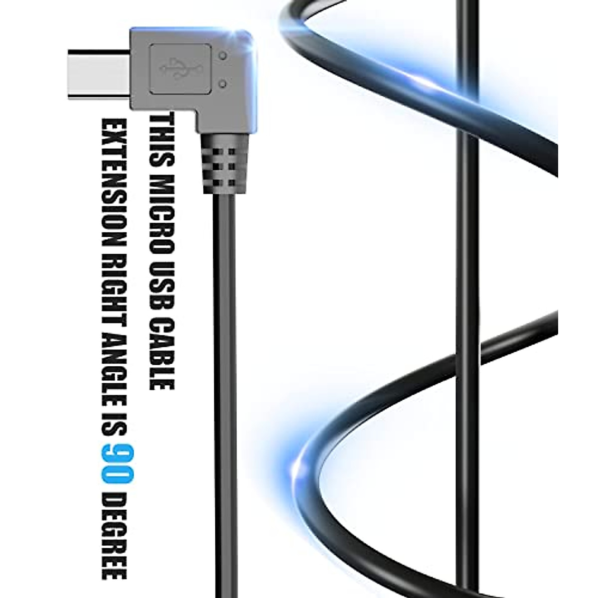 PANPEO Micro USB Extension, 4pack 90 Degree Micro-B Male to Female Extension Cable, Micro USB Left Extension Cable for Computers,Cell Phones,Drones, dashcams, Toy Cars, etc