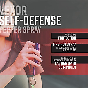 VEXOR Pepper Spray Gel—Police Strength—Flip-Top & Finger Grip—Quick Release Key Ring—20+ Shots—10-12 Ft. Range (2 Pack)
