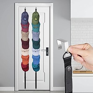 Vigorwise Hat Rack, Hat Racks for Baseball Hats, Hat Organizer for Closet Door, over the Door Hat Rack, Hat Organizer with Buttons Adjustable Hat Racks Hold 18 Snap Back Hats, Never Fall Off