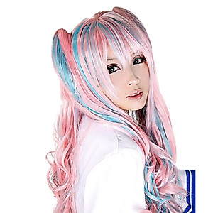NEARTIME Cosplay Synthetic Curly Wigs, Colorful Beautiful Long Cool Full Lace Front Hair Girl Curly Multicolor Hair Wig