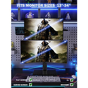 Dual Monitor Stand - Vertical Stack Screen Free-Standing Monitor Riser Fits Two 13 to 34 Inch Screen with Swivel, Tilt, Height Adjustable, Holds One (1) Screen up to 44Lbs HT05B-002