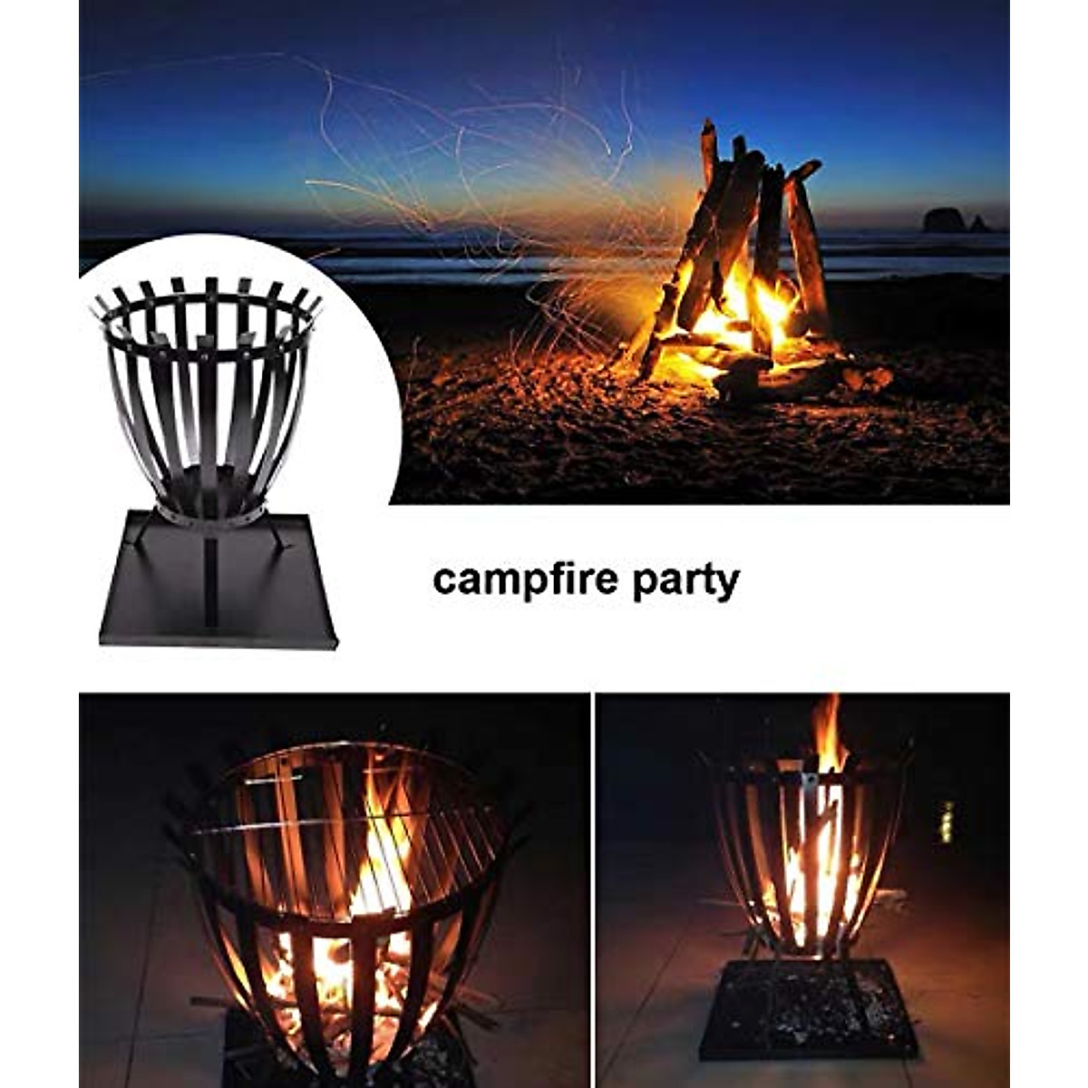 Ygo Barbecue Grill Fire Pit BBQ Charcoal Grill with BBQ Net for Camping Picnic Bonfire Patio Backyard Garden Beaches Park