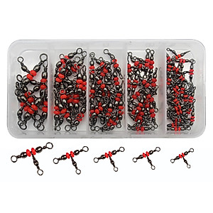 JSHANMEI Fishing Swivels 3 Way Swivels Kit 50pcs Crossline Barrel Swivels T-Turn Triple Swivels Fishing Tackle Saltwater Fishing Lure Line Connector