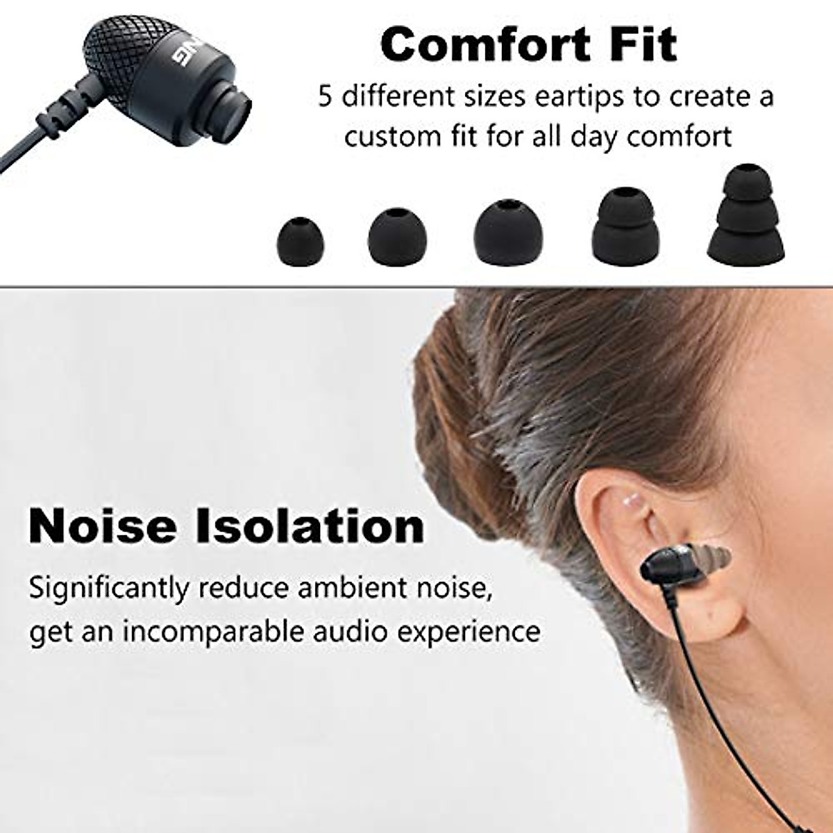 MOXKING Wired Durable Metal Earphones Earbuds w Microphone and Volume Control, Deep Bass Clear Sound Noise Isolating in Ear Headphones, Ear Buds for Cell Phones, Laptop, Computer, iPad, iPod, Gaming