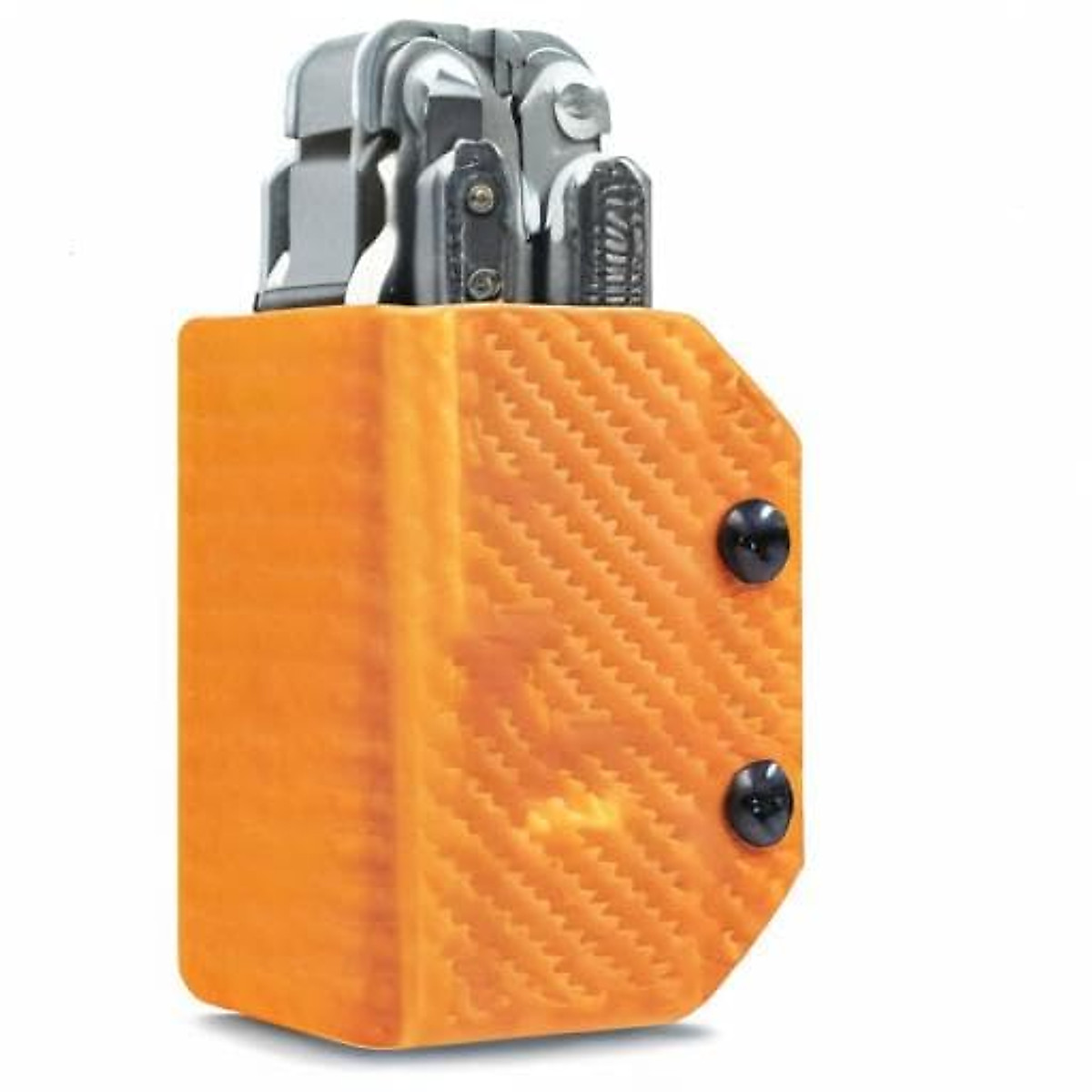 Clip & Carry Kydex Multitool Sheath for LEATHERMAN FREE P2 - Made in USA (Multi-tool not included) EDC Multi Tool Holder Holster Cover (Carbon Fiber Orange)