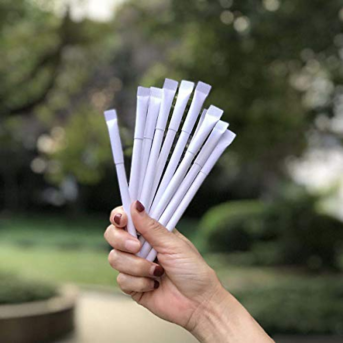 Zog Kraft Paper Barrel Writing Pen,Eco-Friendly Pens,Ballpoint Pen 1.0mm Fine Point Pen,Blue Ink 10pcs (White)