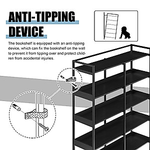 Merax 6-Tier Tall Bookshelf Bookcase, Freestanding Open Large Vintage Industrial Storage and Display Shelves for Home Office