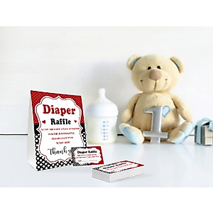 Diaper Raffle Baby Shower Game, 1 Standing Sign and 50 Tickets, Wave point Theme Gender Neutral For Boys or Girls, Bring A Pack of Diapers for Mom-To-Be, (033)
