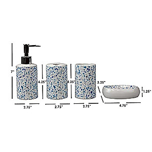 Home Basics, Blue Trendy Terrazzo 4 Piece Ceramic Bath Accessory Set