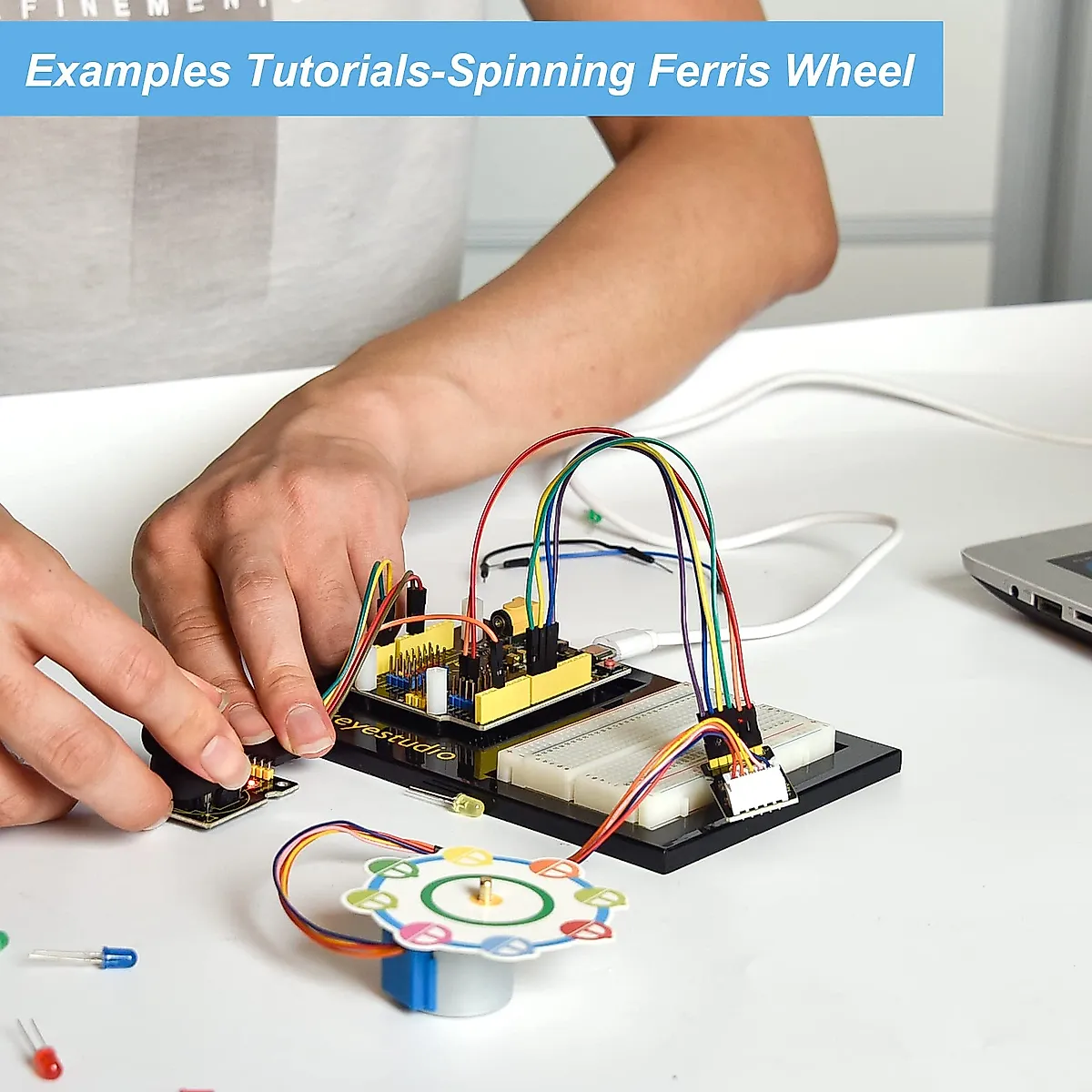 KEYESTUDIO Starter Kit for Arduino with Plus Controller Board,28 Programming Projects Tutorial,Compatible with Arduino IDE,DIY Electronics Kit for Beginners Kids Adults