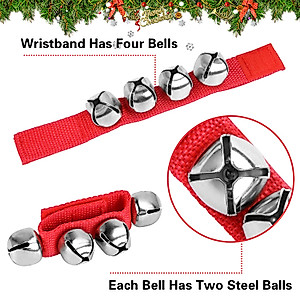 Augshy 10PCS Christmas Wrist Band Jingle Bells, Musical Instruments for Christmas Party Favors (Red and Green)