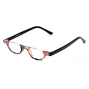 The Hunter Colorful Retro Half Under Frame Rimless Round Vintage Reading Glasses +1.50 Orange Green Purple Stripe (Carrying Case Included)