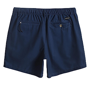 maamgic Men's 5 Inseam Shorts Casual Classic Fit Short Men with Multi-Pocket Mens Workout Shorts Hybrid Quick Dry Shorts Navy Blue Large