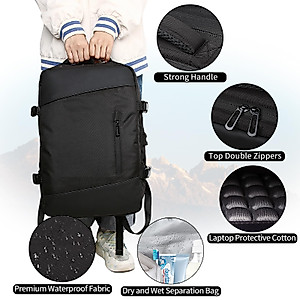 QOECI Waterproof Travel Backpack for Women Men, 44L Carry On Backpack with USB Charging Port, 17.3" Laptop Backpack, Personal Item Bag for Airlines Approved, Business Backpack Casual Daypack 1680D