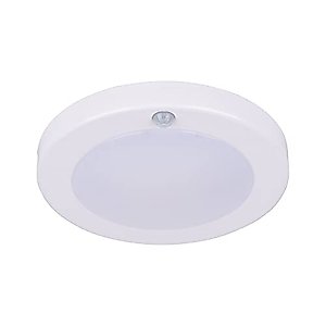 LIT-PaTH LED Motion Sensor Flush Mount Ceiling Lighting Fixture, Closet Light with Motion Sensor, 10.5W, 800 Lumen, 6.2 Inch, Anti-Rust Galvanized Housing, White Finish 5000K 1-Pack