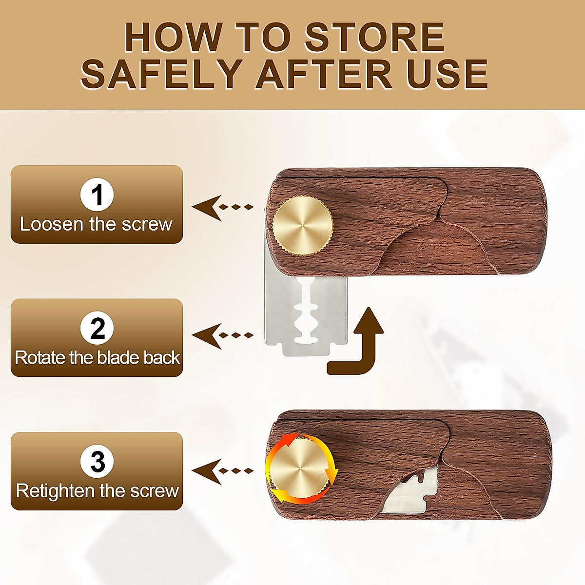 HHZPAEK Magnetic Wooden Bread Lame Dough Scoring Tool,Hand Crafted Sourdough Lame Scoring Tool,Bread Scorer Tool for Homemade Bread Baking,Dough Scoring Bread Knife with 5 Razor Blades