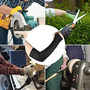 DEYAN Cut Resistant Sleeves, Level 5 Arm Protection Sleeves with Thumb Hole, 18 inch Extra Long Arm Protectors, Slash Resistant Safety Arm Guard for Garden Farm Yard Working, 1 Pair (Black)