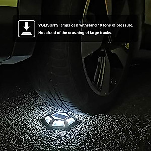 VOLISUN Solar Deck Lights Driveway Dock Lights, 12-Pack Waterproof 1200mAh Wireless Outdoor LED Aluminum Dock Lighting Warning Step Lights for Driveway Sidewalk Garden Pathway Yard(White)