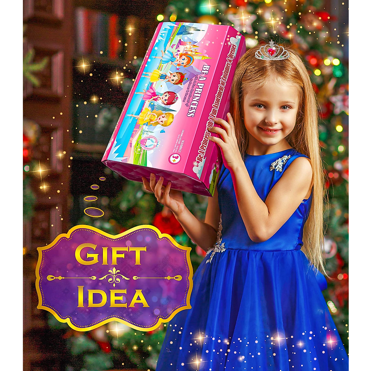 BIBUTY Princess Dress Up Clothes for Little Girls Princess Dresses, Pretend Play & Dress Up Princess Costume Set with Princess Crown for Little Girls, Princess Toys Gifts for 3-6 Toddler Little Girls