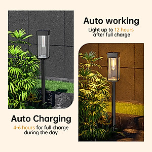 BITPOTT Solar Pathway Lights for Outside, 8 Pack Bright Solar Garden Lights Outdoor Waterproof, Solar Lights for Yard Lawn Walkway Driveway Landscape Lighting Decor