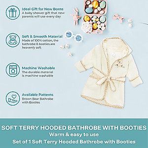 Spasilk 100% Cotton Hooded Terry Bathrobe with Booties — Baby Girl Gifts — Baby Boy Gifts — One Size — Shower Gift