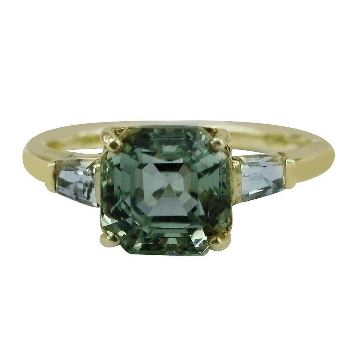 Carillon Green Amethyst February Birthstone Ring 8MM Natural Gemstone 925 Sterling Silver Ring Wedding Ring (Yellow Gold Plated) for Women (6)