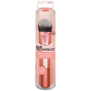 Real Techniques Seamless Complexion Makeup Brush, For Foundation, Primer, & Moisturizer, Multipurpose Foundation Brush Or Skincare Tool, Streak-Free, Buildable Coverage & Natural Finish, 1 Count