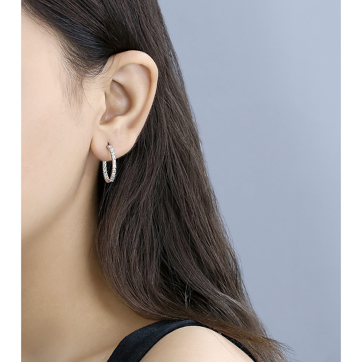 Dazzlingrock Collection Round White Diamond Illusion Set Huggies Hoop Earrings for Women (0.06 ctw, Color I-J, Clarity I2-I3) in 925 Sterling Silver