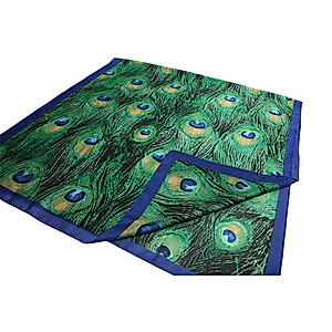 NaSoPerfect Silk Feeling Scarf Large Headscarf Fashion Peacock Pattern Hair Wraps Soft Neck Scarves for Women 70" x 35"