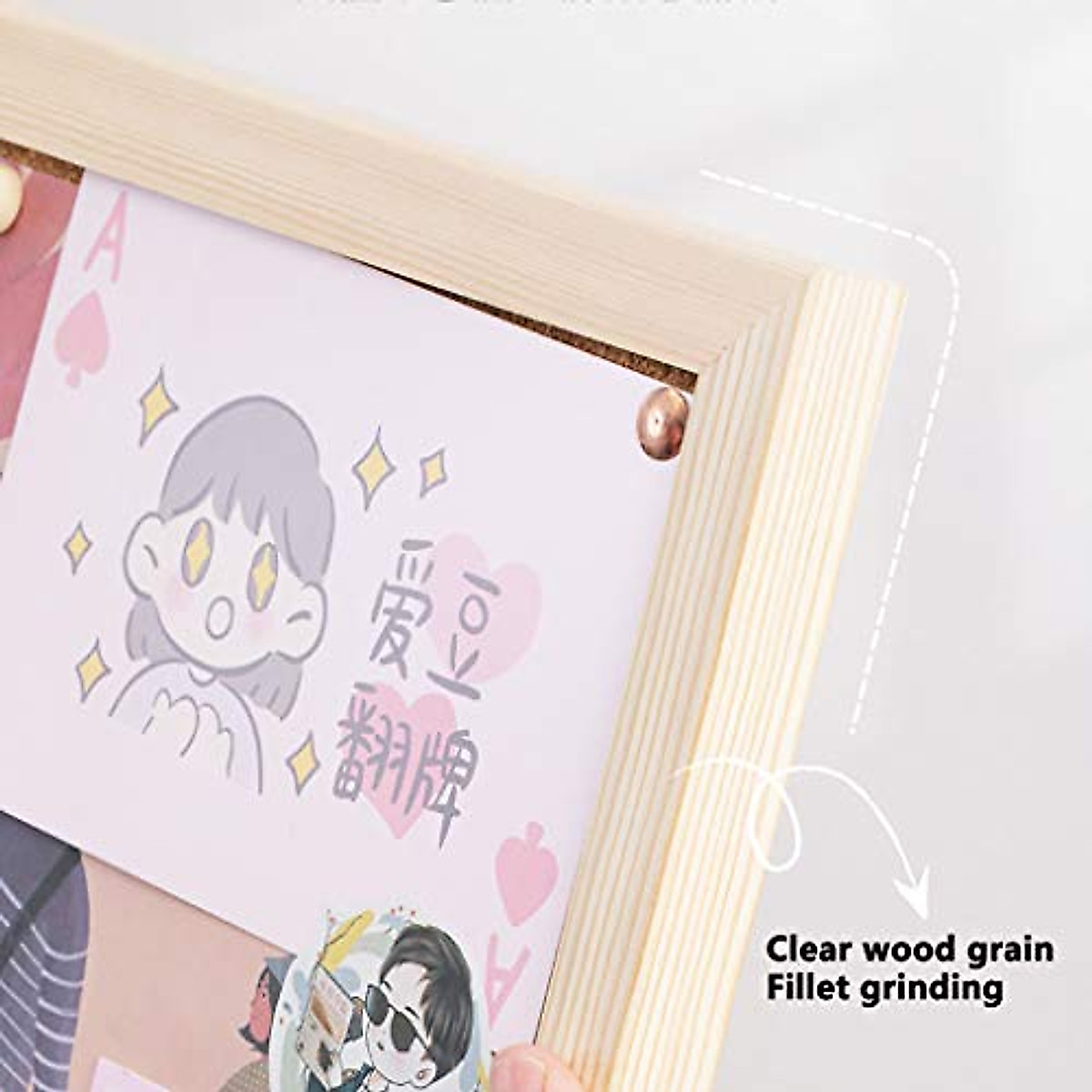 Cork Board Photo Wall, Desktop Message Board, Home Wall Hanging pin Board, Bulletin Board Display Board（15.7x11.8 in）