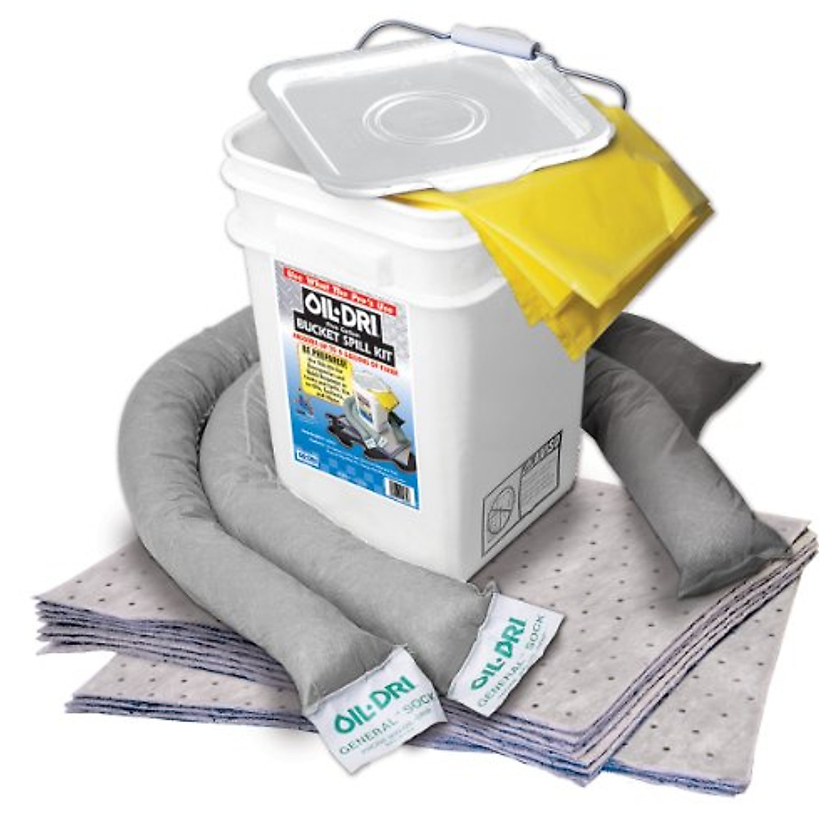 Oil-Dri L90435 Compact Universal 5-Gallon Bucket Spill Kit, 5-Gallon Maximum Absorption Capacity