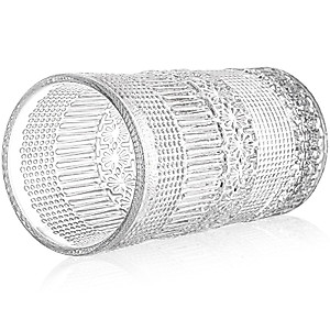 Coloch 6 Pack 13 Oz Romantic Water Glasses, Carved Drinking Glasses Tumbler Heavy Duty Highball Glasses Vintage Glassware Set for Beer, Milk, Beverages, Home, Bar, Restaurant