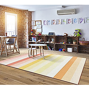Flagship Carpets Schoolgirl Style Simply Safari Sunset Stripes Classroom Area Rug for Indoor Classroom Learning or Kid Bedroom Educational Play Mat, 5'x7'6"