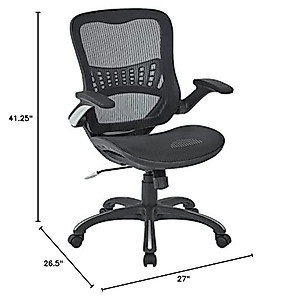 Office Star Riley Ventilated Manager's Office Desk Chair with Breathable Mesh Seat and Back, Black Base with Black