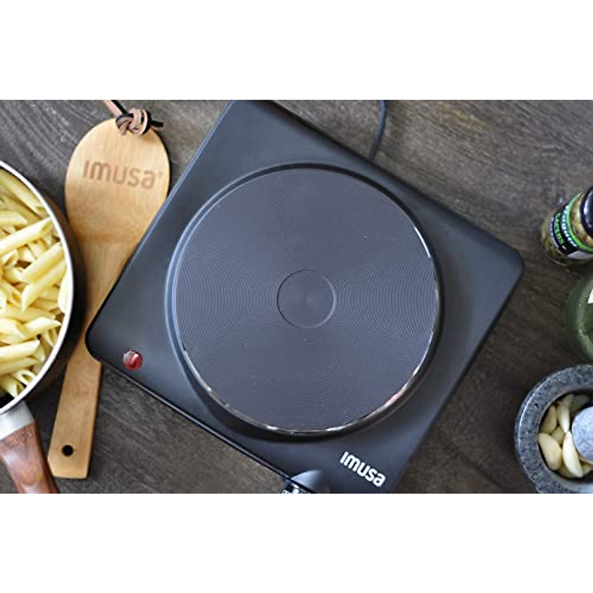 IMUSA Countertop Electric Hot Plate or Single Burner with Power Indicator Lights, Black