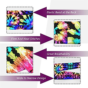 Biyejit Rainbow Tie Dye Sport Headbands for Women Men Workout Accessories, Stretch Moisture Wicking Headband Sweatbands for Gym Exercise, Athletic Training, Running, Basketball