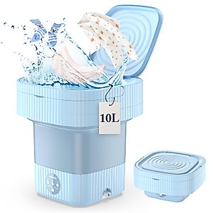 Portable Washing Machine, 10L Mini Washing Machine for Camping, 3 Modes Foldable Mini Washer Deep Cleaning Baby Clothes Underwears Socks Towels for RV Travel Dorm Apartment Laundry