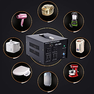 5000 Watt Voltage Converter Transformer- Heavy Duty Step Up & Step Down Power Converter, Convert 110-120V to 220-240V OR 220-240V to 110-120V– DC 5V USB Port(Four sockets)