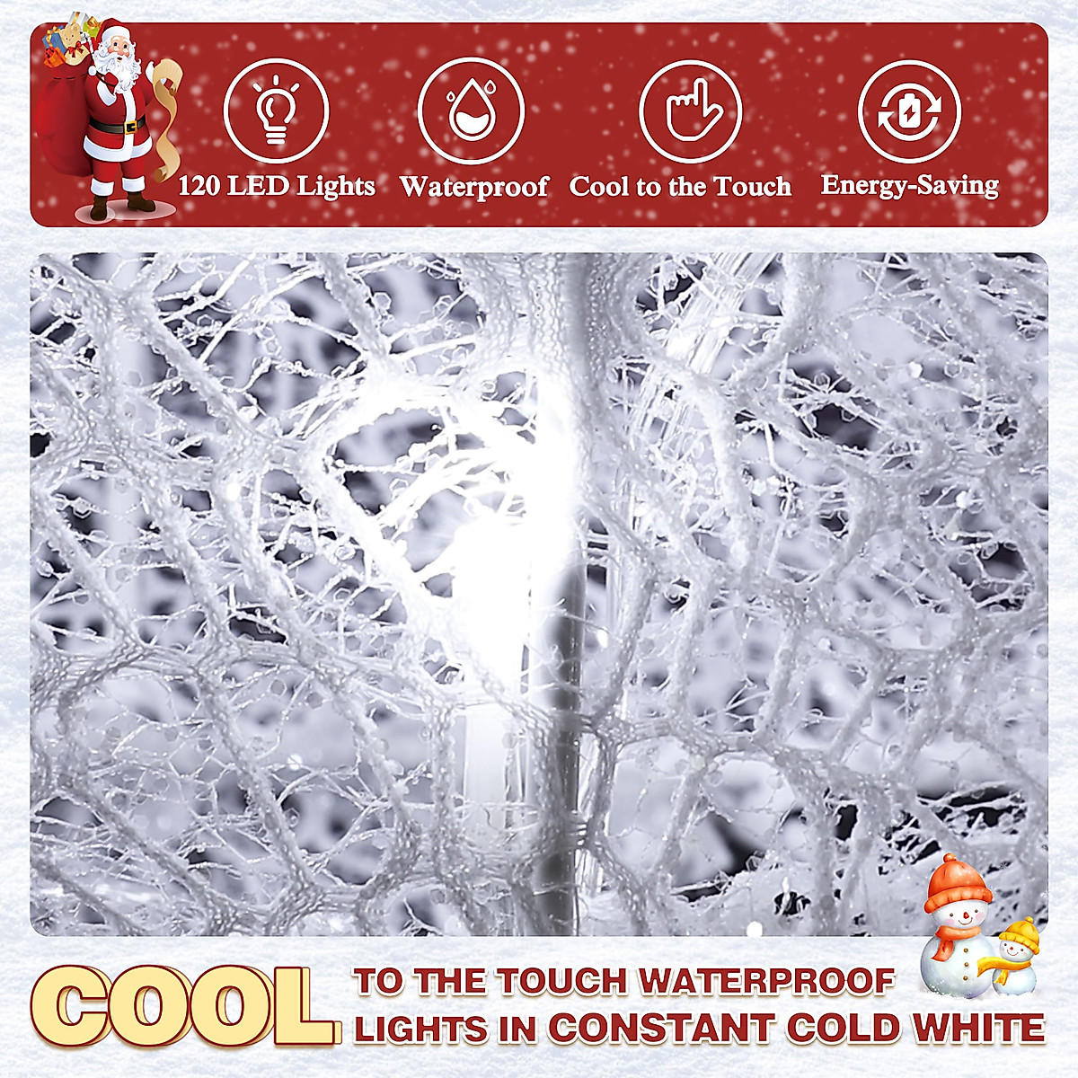 MUPATER 6 ft Tall Pre-Lit Energy-Efficient LED White LAMP-Post, Christmas Holiday Outdoor Lighted Decoration for Yard, Porch, Entry - Ground Stakes Included