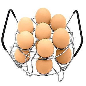 Stackable Egg Steamer Rack, BiaoGan Egg Cooking Rack with Heat Resistant Silicone Handles Compatible with Instant Pot Accessories 6,8 Quart, 14 Eggs Multipurpose Steamer Rack Trivet