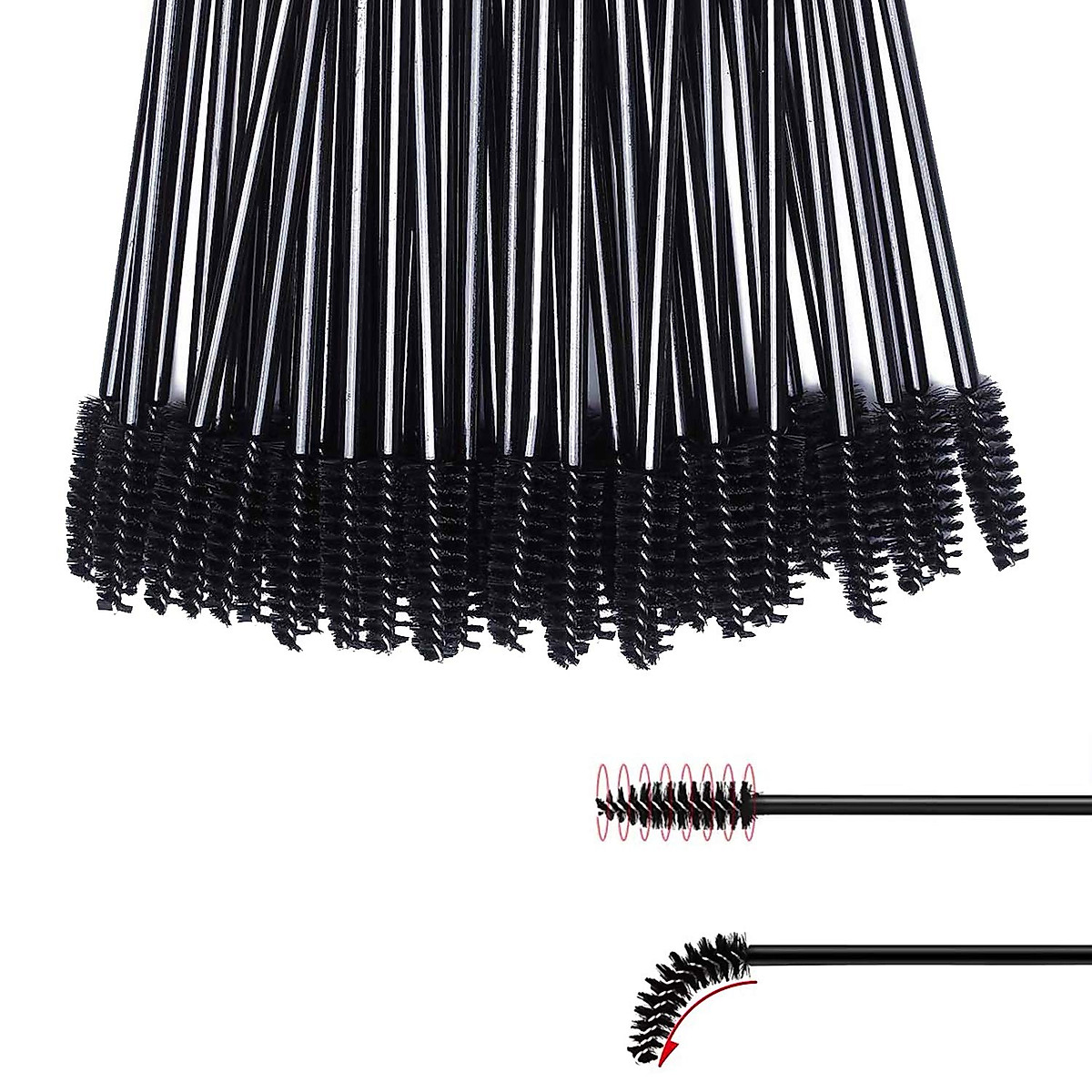 GUMIKE 100 Pcs Disposable Eyelash Mascara Brushes for Eye Lashes Extension Eyebrow and Makeup (Black)