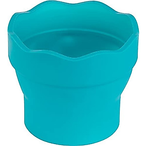 Faber-Castell Clic & Go Portable Paint Water Cup with Brush Holder, Turquoise - Collapsible Paint Brush Cleaner Rinse Cup, Travel Friendly Painting Accessories, 1 Count (Pack of 1)